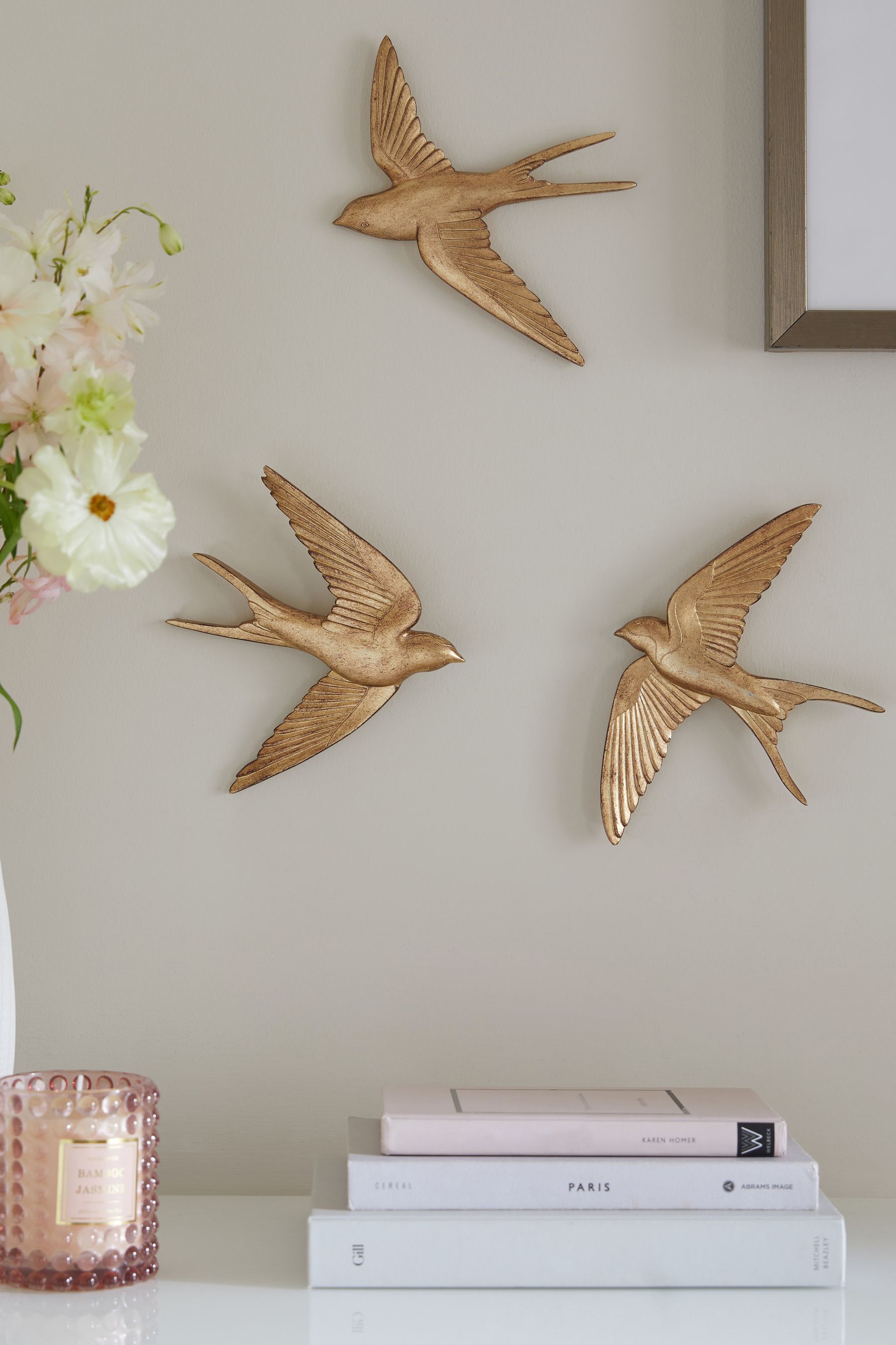 Buy Set of 3 Gold Gold Swallow Wall Art Plaques from the Next UK online ...