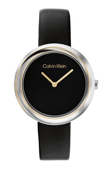 Buy Calvin Klein Black Leather Strap Watch from the Next UK online shop
