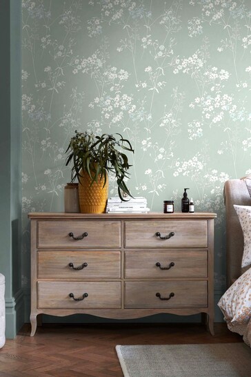 Buy Blue Next Country Leaves Wallpaper Sample Wallpaper from the Next ...