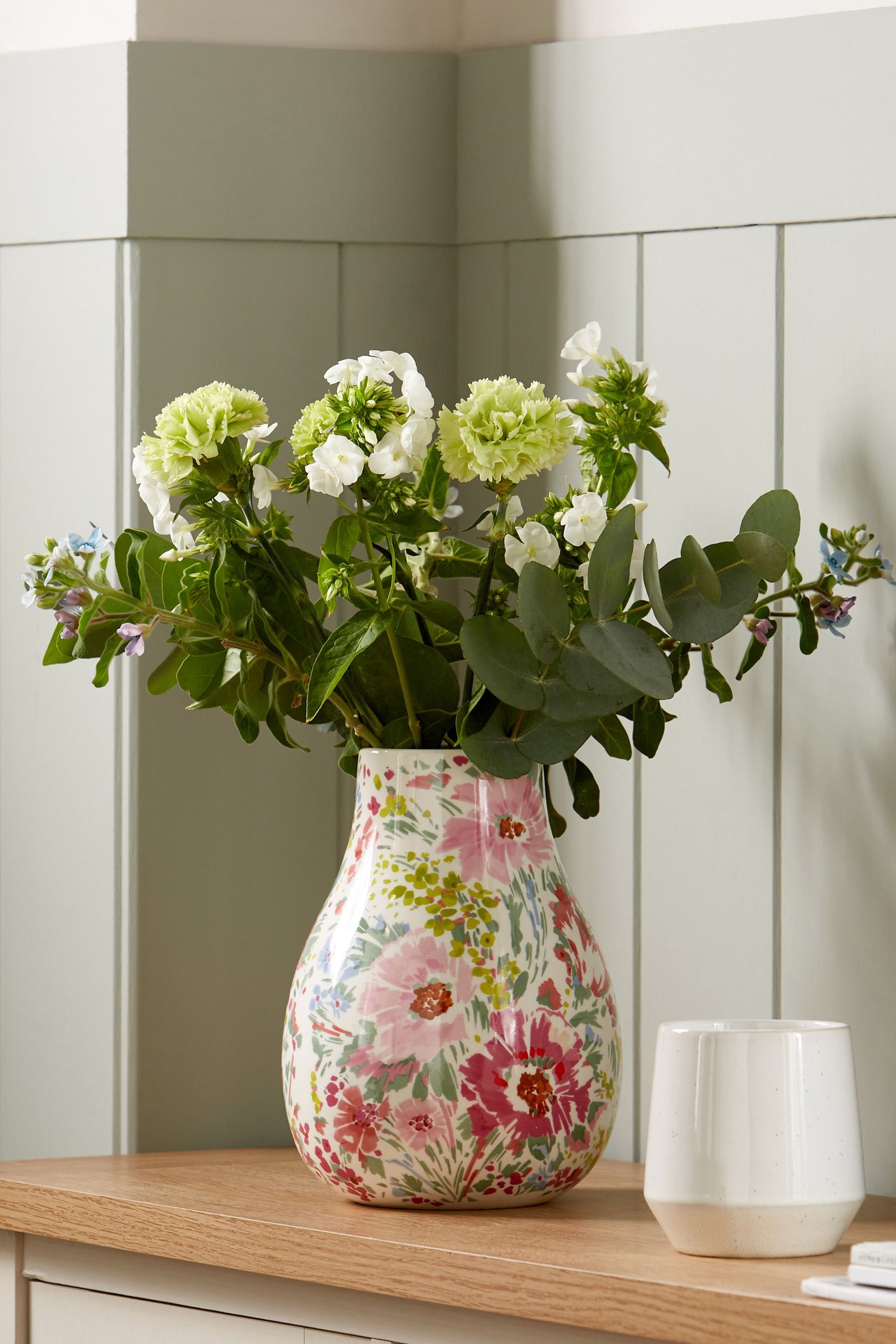 Buy Multi Pretty Floral Print Ceramic Flower Vase from the Next UK ...