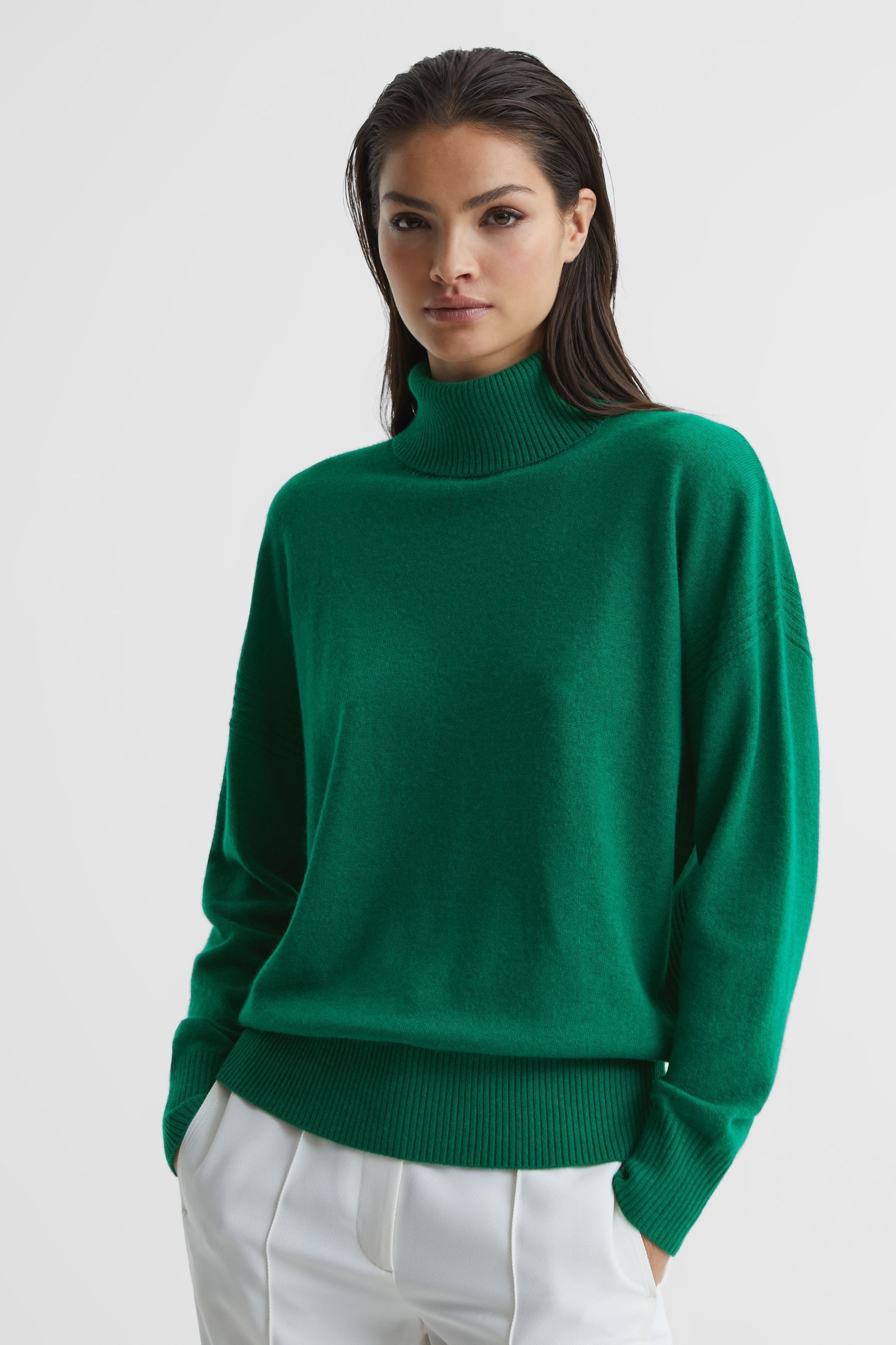 Buy Reiss Green Nova Wool Blend Roll Neck Jumper From The Next Uk 