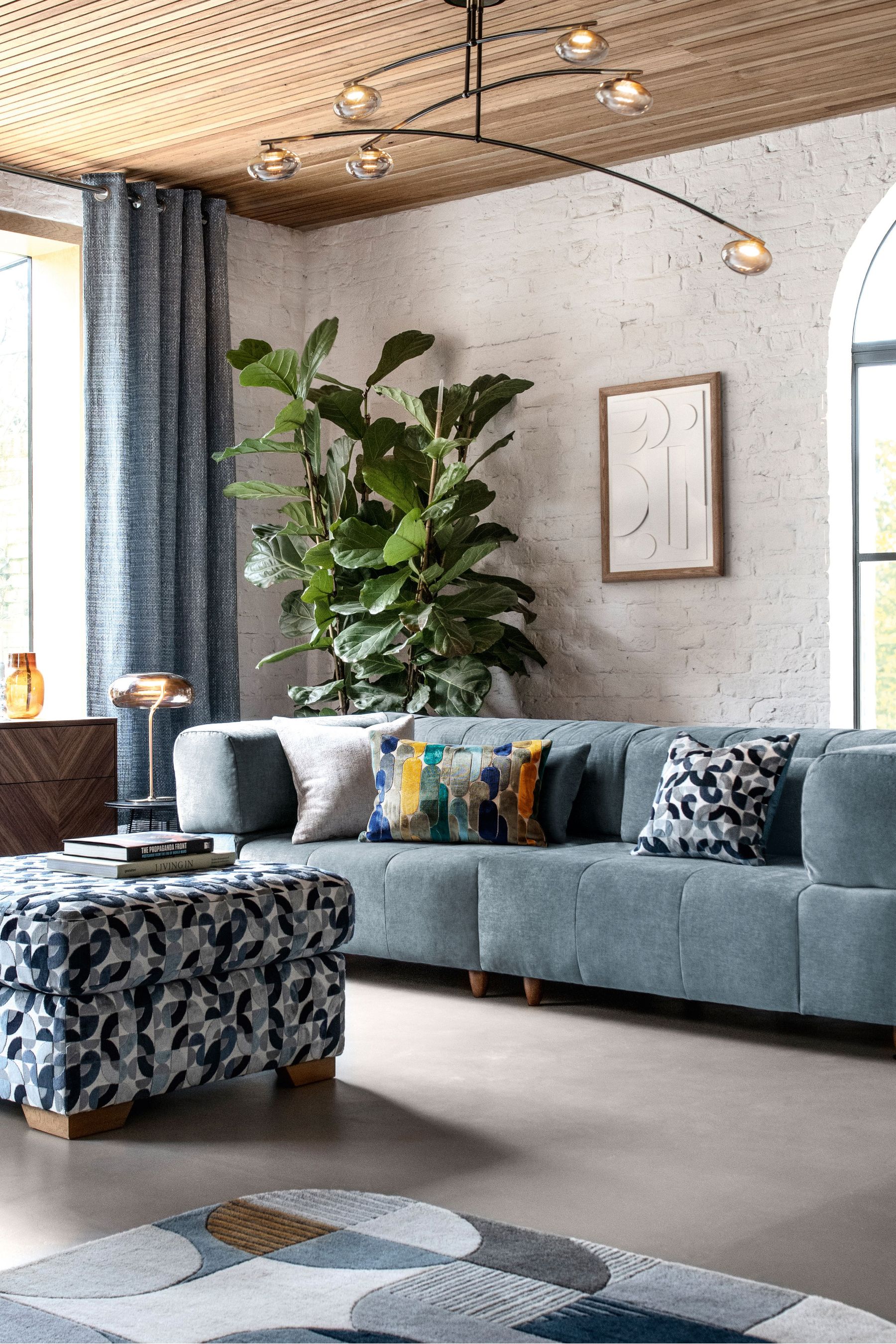 Buy Navy Blue Rectangle Retro Cut Velvet Cushion from Next Ireland