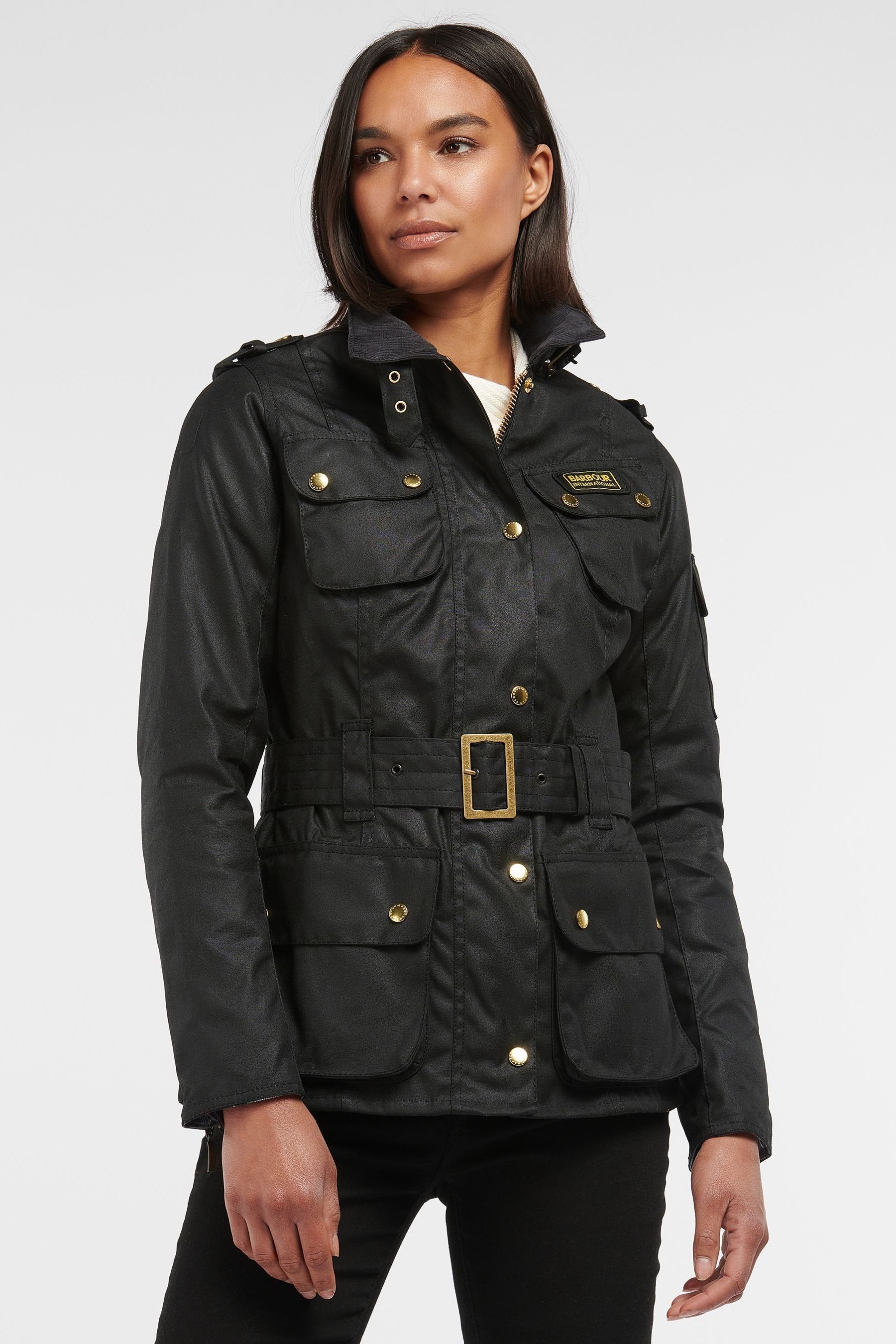 Buy Barbour® International Black Waxed Iconic Biker Jacket from the ...