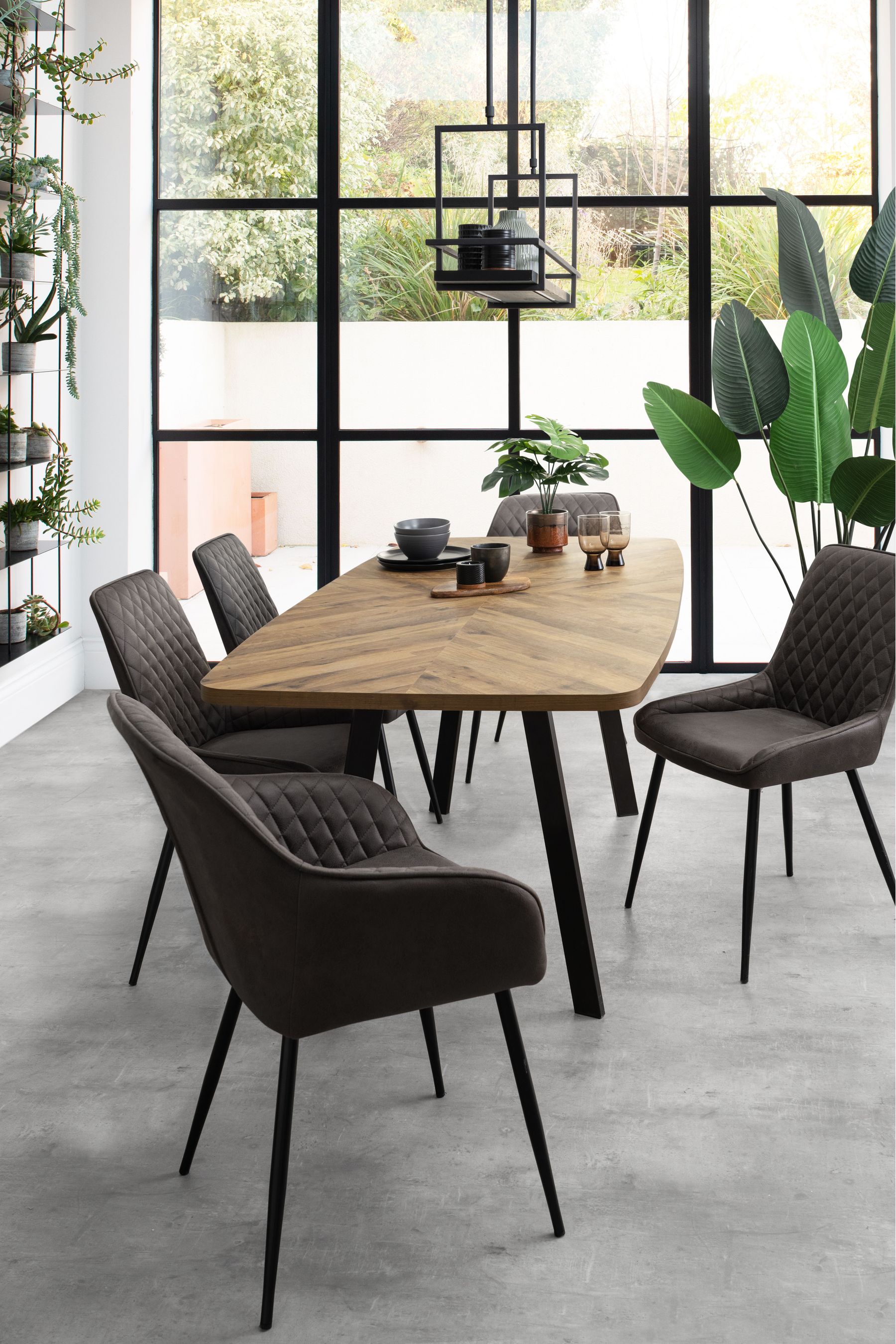 Buy Bronx Chevron Oak Effect Dining Table from the Next UK online shop