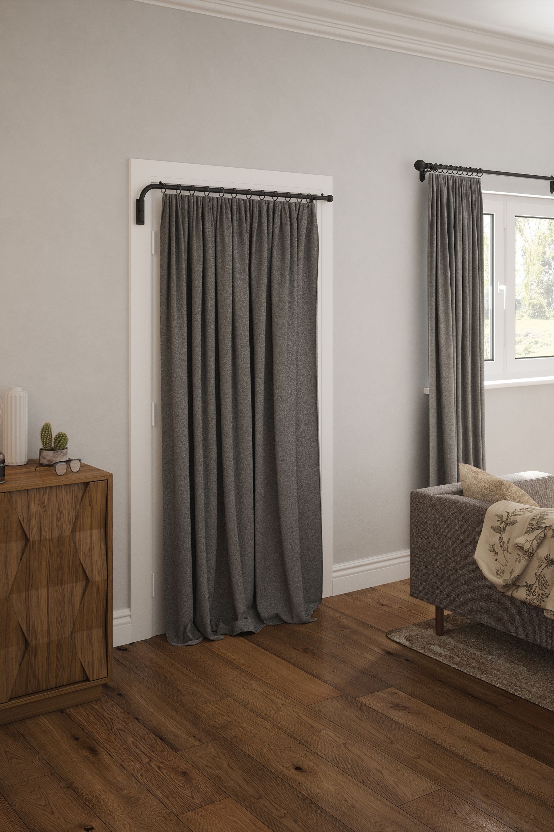 Buy Black 28mm Door Curtain Pole from the Next UK online shop