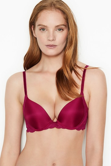 Buy Victorias Secret Claret Red Smooth Lace Wing Push Up Bra From The
