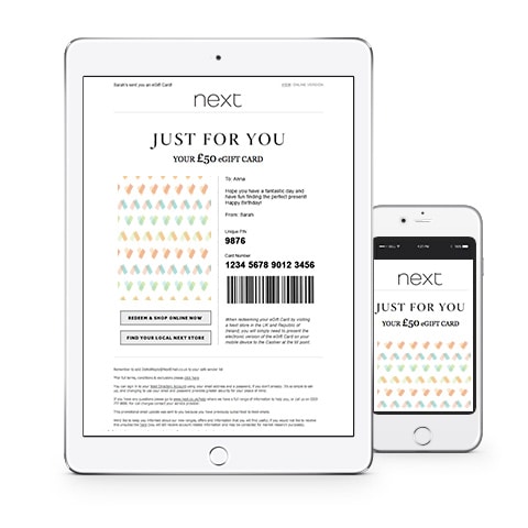 eGift Cards | Online Gift Cards | e-Vouchers | Next UK